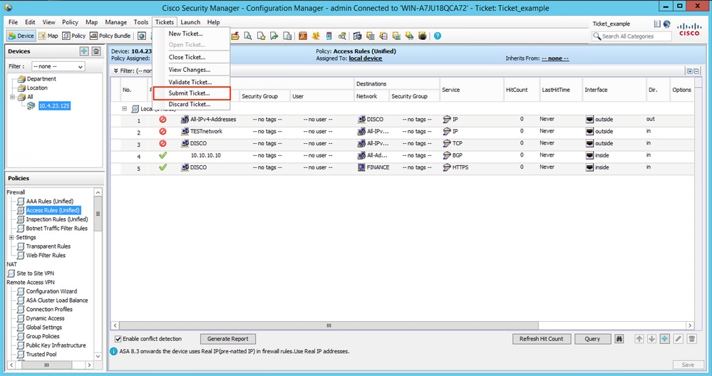 Ejemplo de implementación de CSM en ASA - Cisco