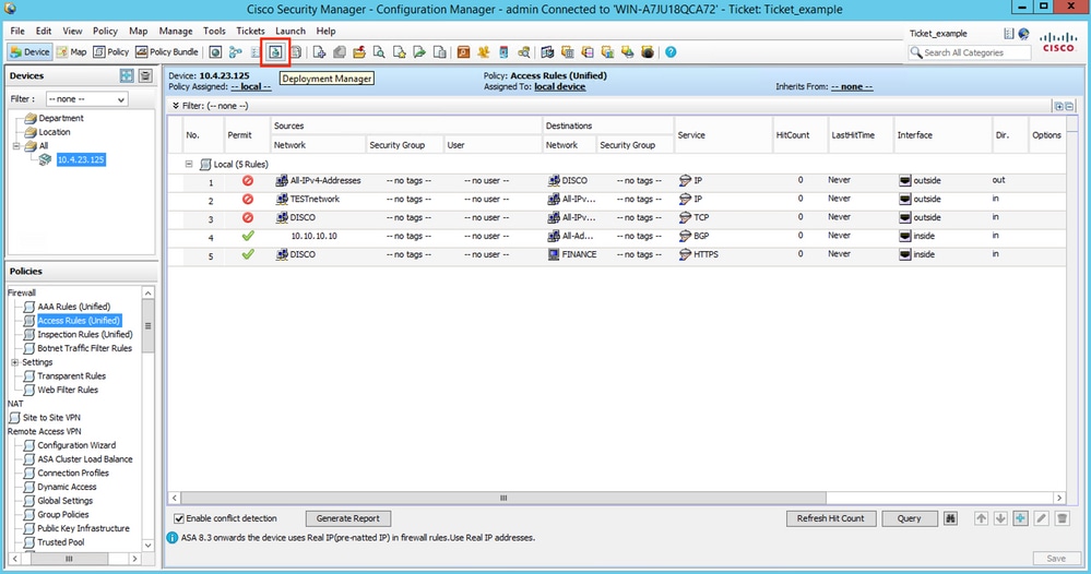 Ejemplo de implementación de CSM en ASA - Cisco