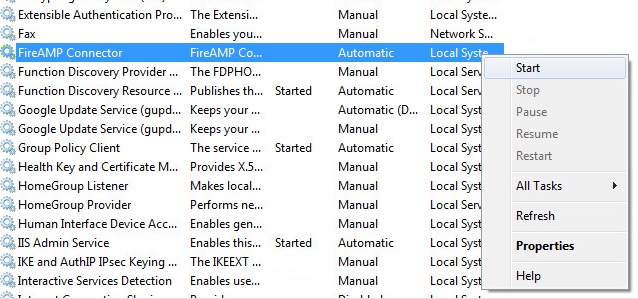 إزالة ذاكرة التخزين المؤقت ل FireAMP وملفات المحفوظات على Windows - Cisco
