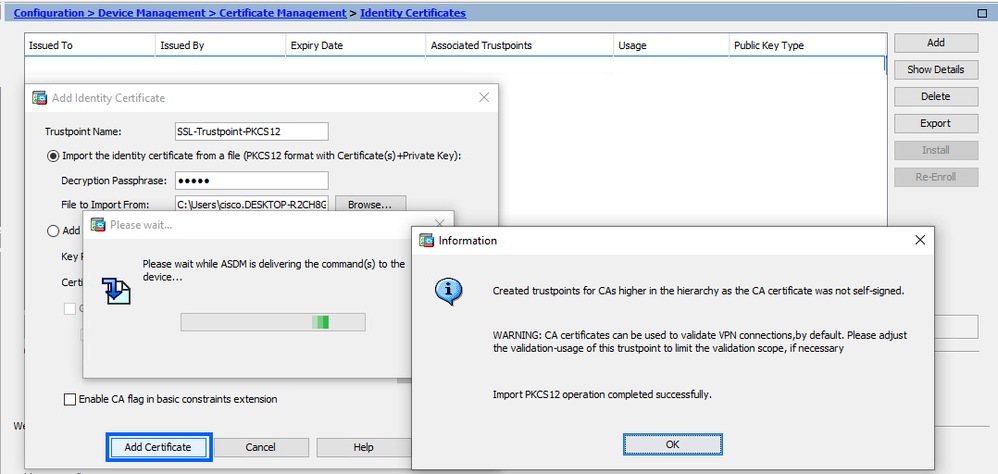 在asdm管理的asa上安裝並續訂證書 Cisco