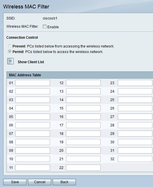 MAC Filtering for an SSID on the RV110W - Cisco