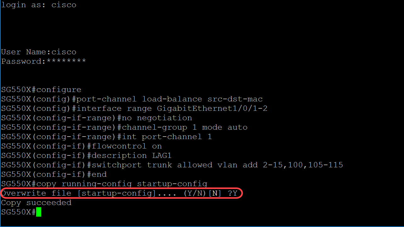 명령줄 인터페이스(CLI)를 통해 스위치에서 LAG 설정 구성 - Cisco
