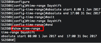 CLI(Command Line Interface)를 통해 스위치에서 시간 범위 설정 구성 - Cisco