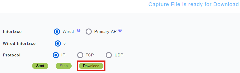 Captura de pacotes integrada no CBW - Cisco