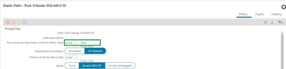 주소 Aci 결함 코드 F0467 문제 해결 Invalid Vlan Invalid Path Encap Already In Use Cisco
