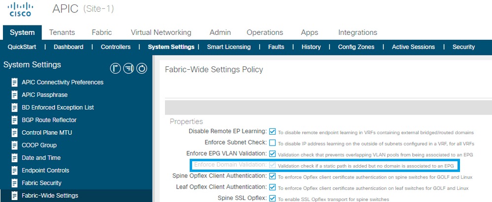 Comprensión de ACI Exigir validación de dominio - Cisco
