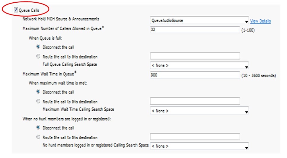 CUCM-native Call Queuing-functie configureren - Cisco