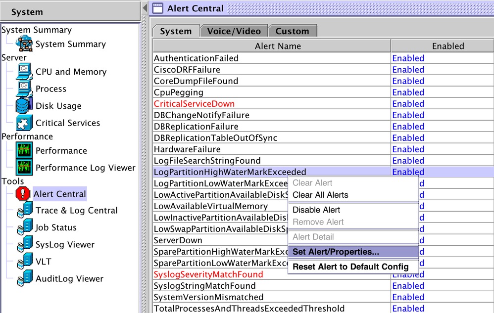 在Call Manager过程的RTMT中调整水印 - Cisco