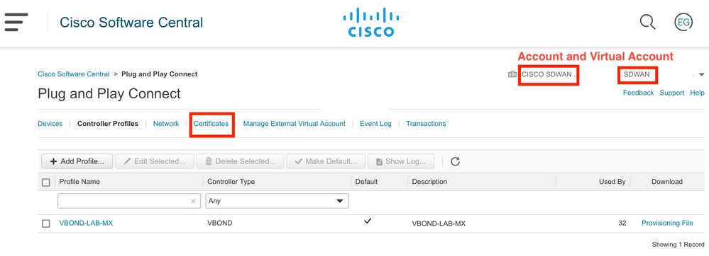 수동 방법을 통해 SD-WAN 컨트롤러 인증서 갱신 활성화 - Cisco