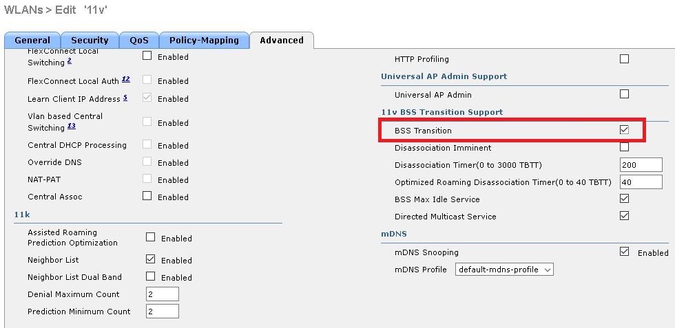 AireOS WLC의 802.11v BSS(Basic Service Set) - Cisco