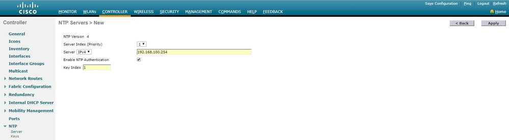 ワイヤレスLANコントローラでのNTPの設定 - Cisco