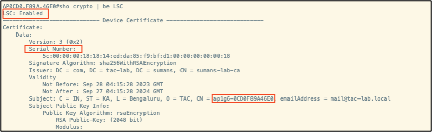 LSCを使用したPEAPまたはEAP-TLS用のAPでの802.1Xの設定 - Cisco