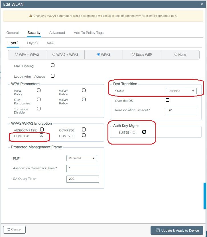 Wi-Fi 6E WLAN Layer 2-beveiliging configureren en controleren - Cisco