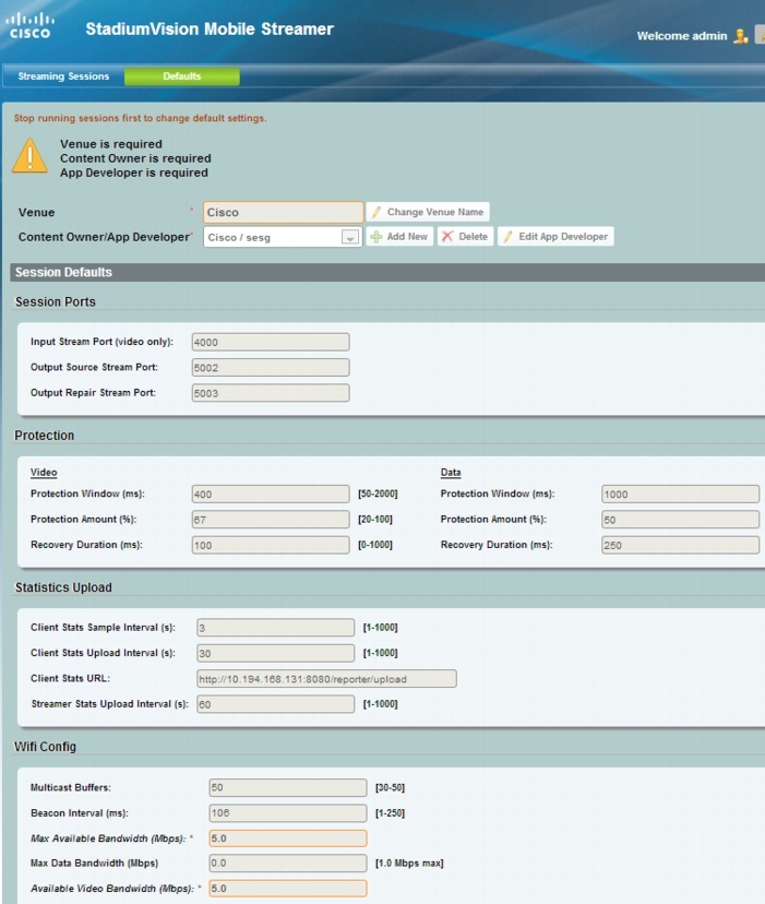 Release 1.3: Cisco StadiumVision Mobile Streamer Administration Guide ...