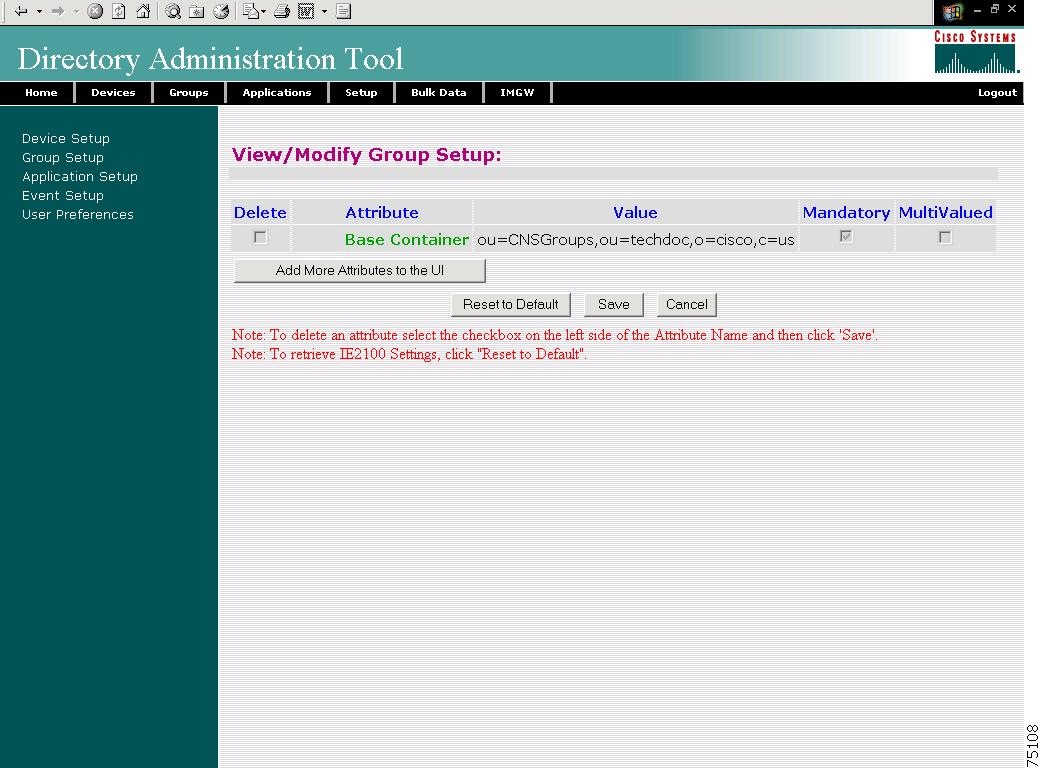 Cisco CNS Configuration Engine Administrator Guide, 1.4 - Directory Administration Tool [Cisco ...