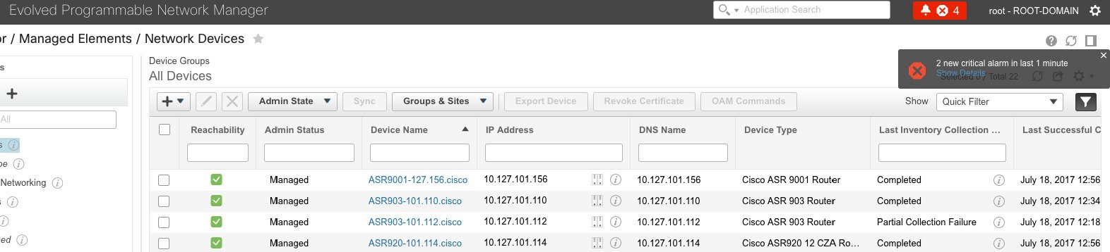 Cisco Evolved Programmable Network Manager 7.1 User and Administrator Guide - Monitor Alarms and ...