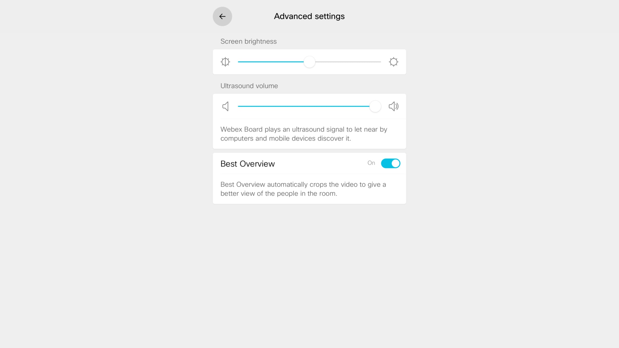 Adjust screen brightness on a Cisco Webex Board