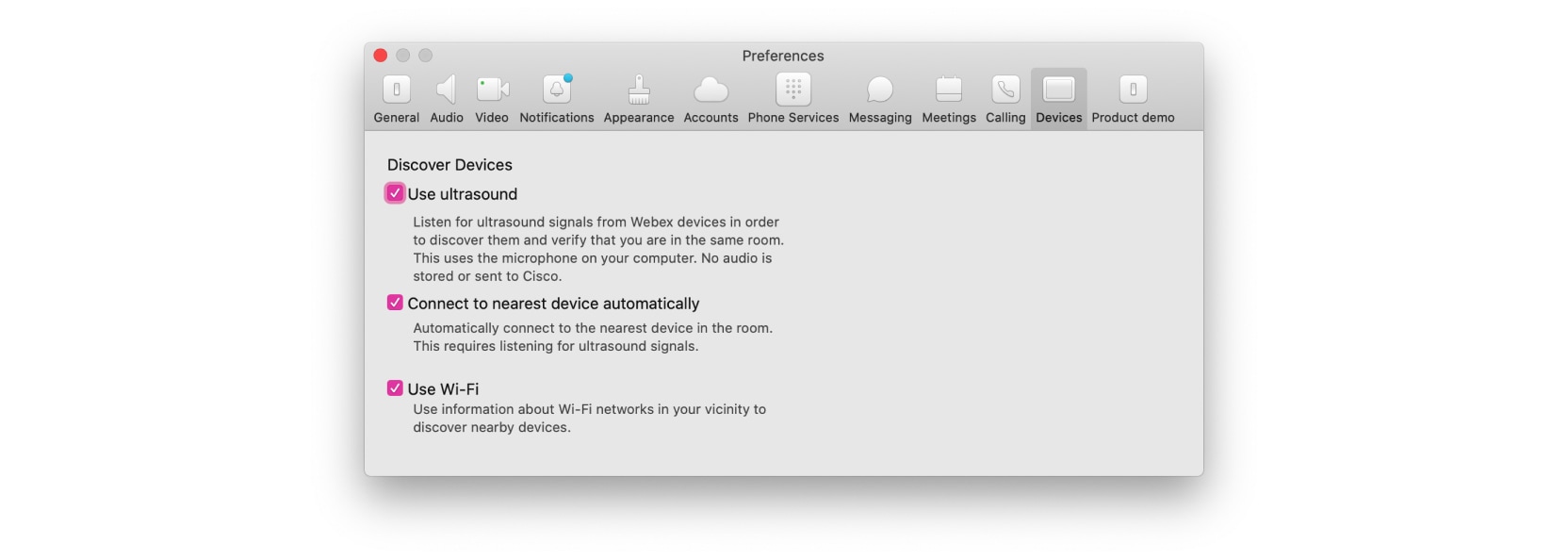 Webex App | Automatically connect to a device
