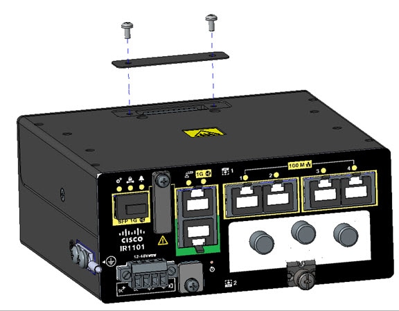 Cisco Catalyst IR1101 Rugged Series Router Hardware Installation Guide - Installing the IRM-1100 ...