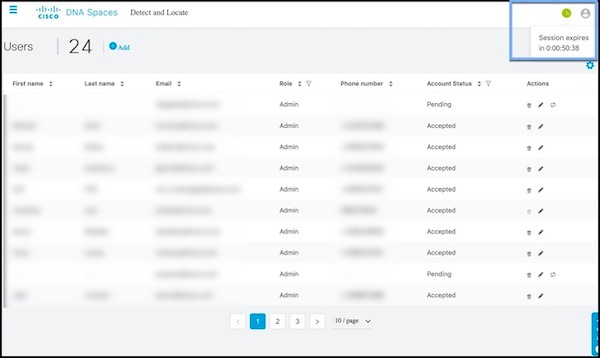 Cisco Spaces: Detect and Locate Configuration Guide - Manage Session Expiry [Cisco Spaces] - Cisco