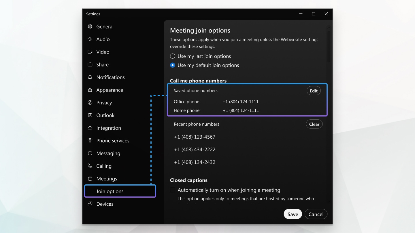 Webex - Manage Phone Numbers in Preferences for the Cisco Webex ...