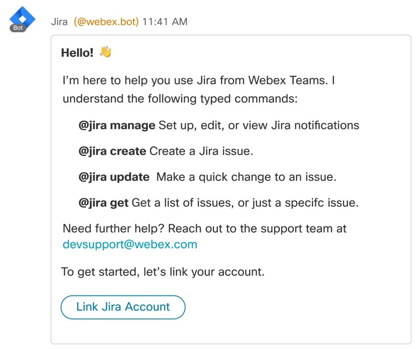 Team Collaboration - Webex | Jira Cloud Bot