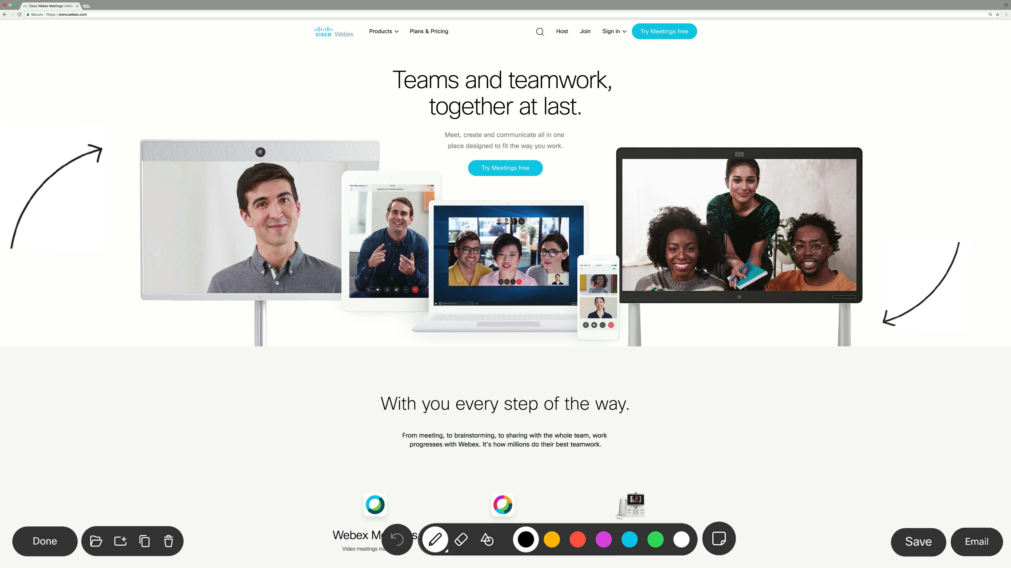 Annotate on screen share from Cisco Webex Desk Series devices in a call