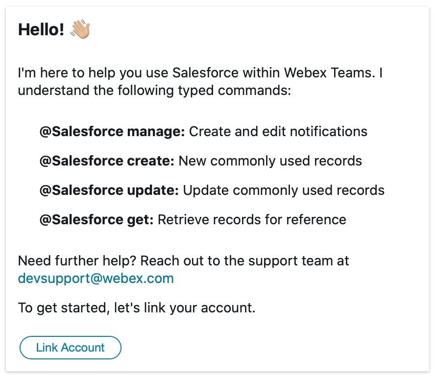 Team Collaboration - Webex | Salesforce Bot