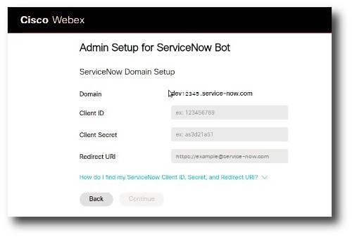 Webex | ServiceNow Bot Administrator Setup