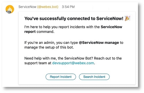 Webex | ServiceNow Bot Administrator Setup
