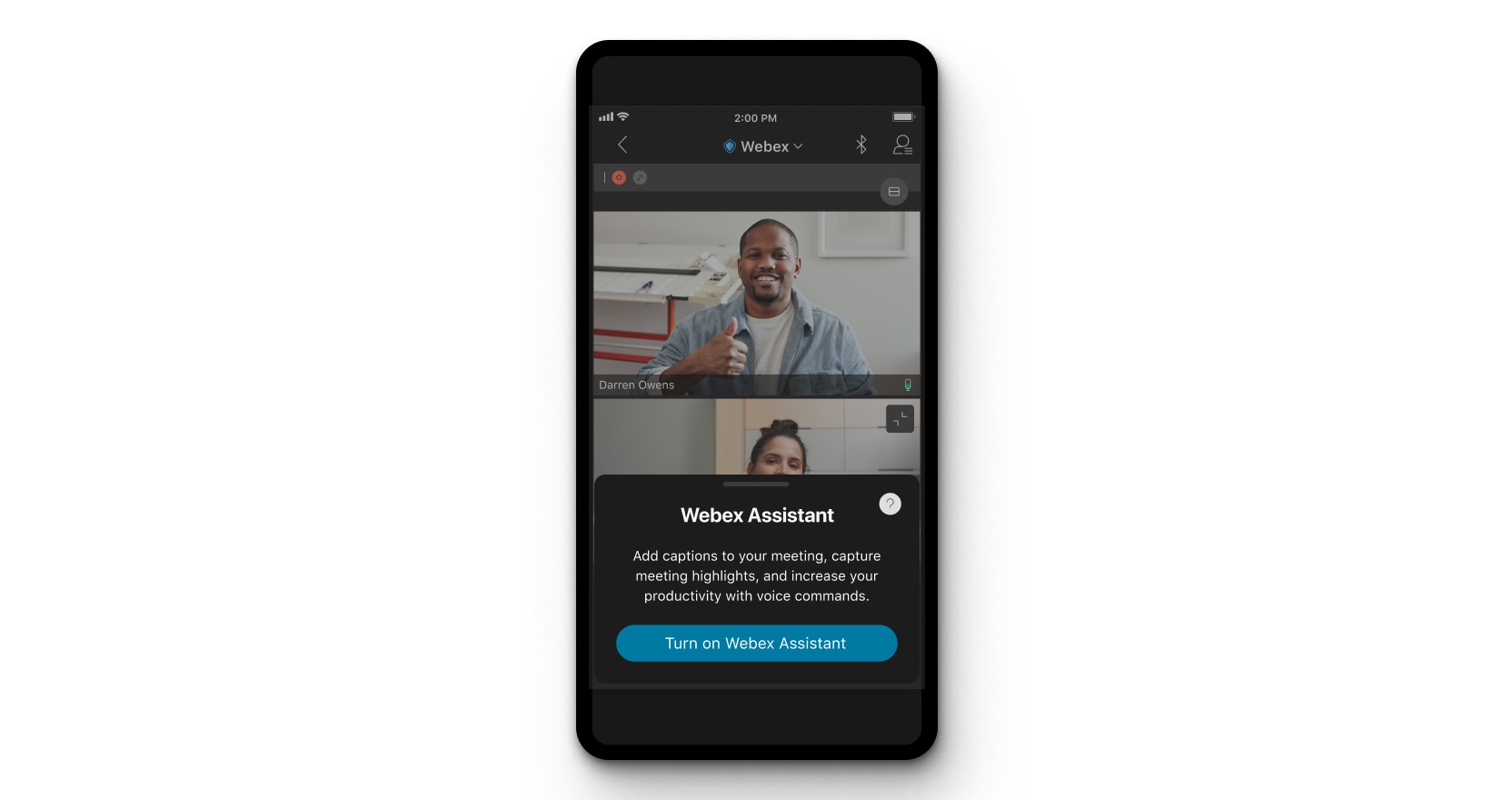 Webex - Webex Meetings 및 Events에서 Webex Assistant 사용