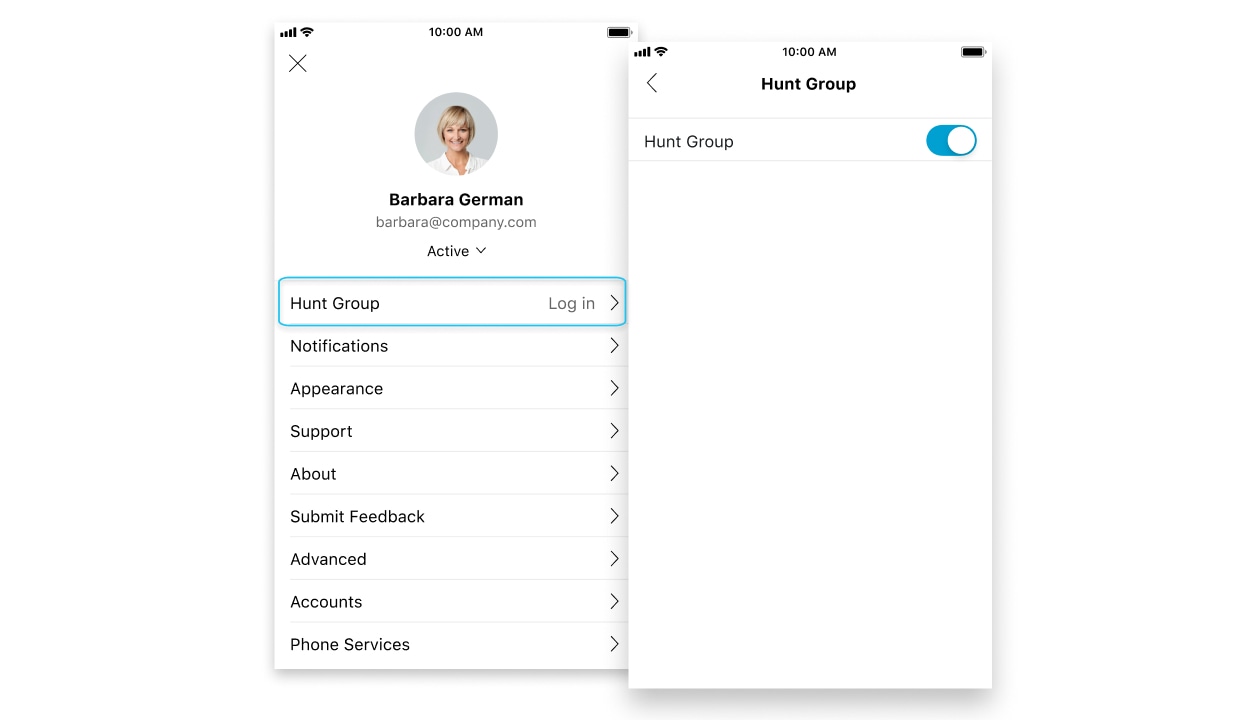Webex App| Sign in to a hunt group