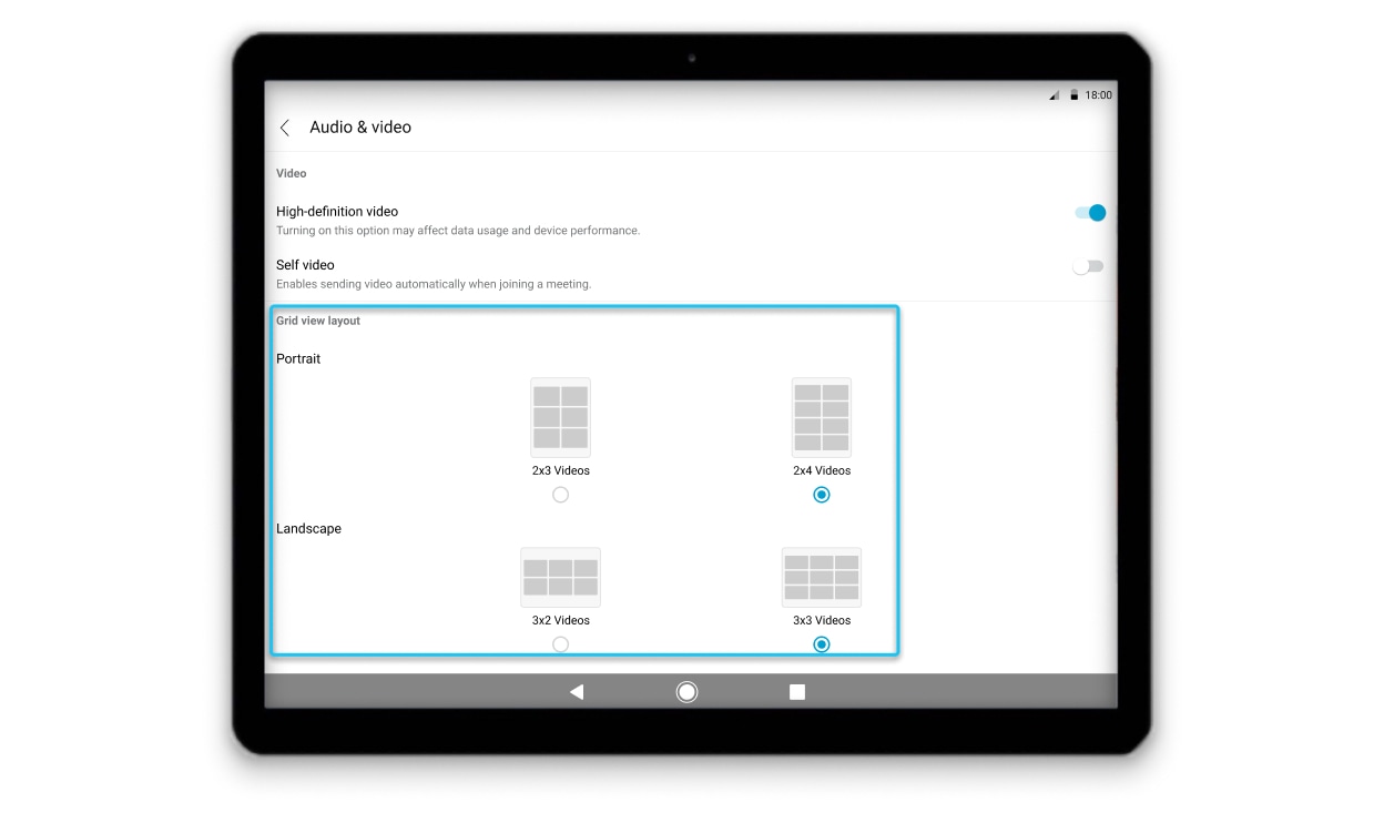 Grid view layouts for the Webex Meetings mobile app