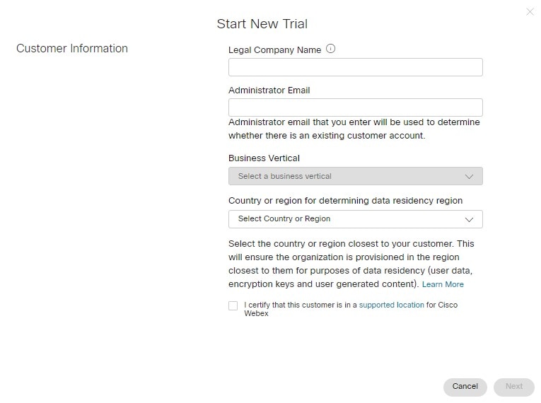 Start and Manage Webex Enterprise Trials in Webex Partner Hub