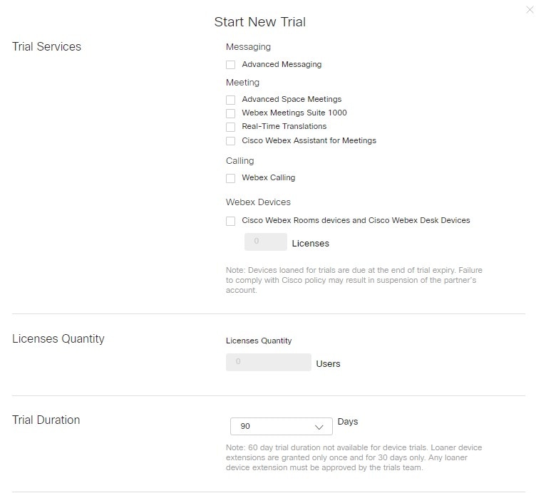 Start and Manage Webex Enterprise Trials in Webex Partner Hub
