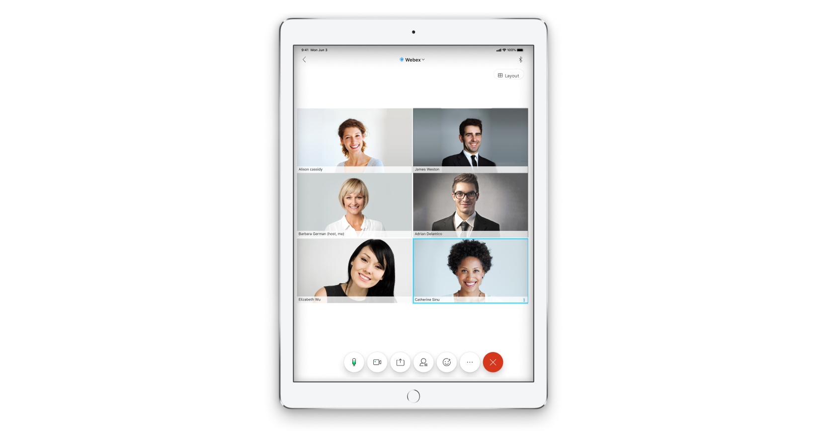 Grid view layouts for the Webex Meetings mobile app