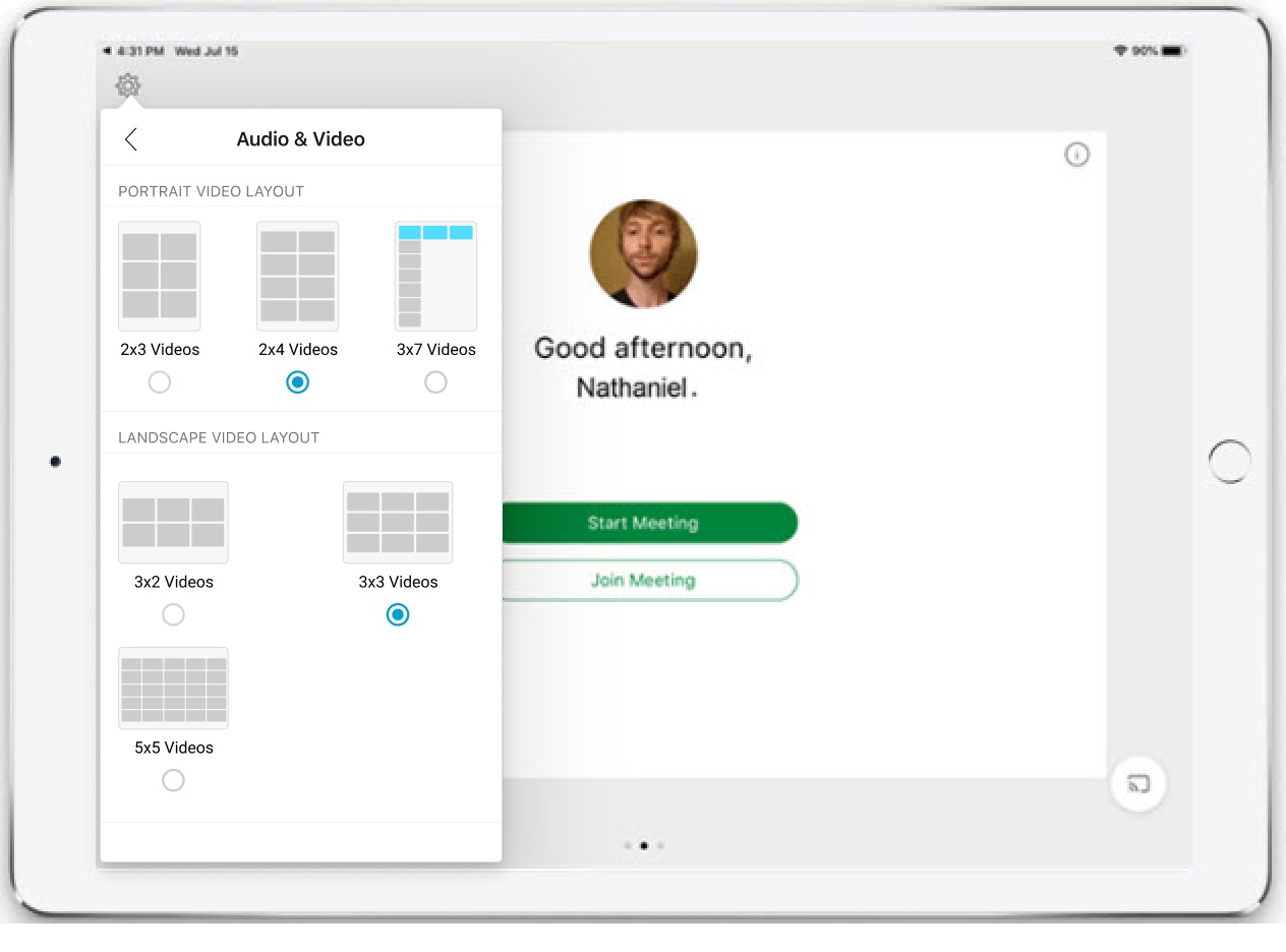 Grid view layouts for the Webex Meetings mobile app