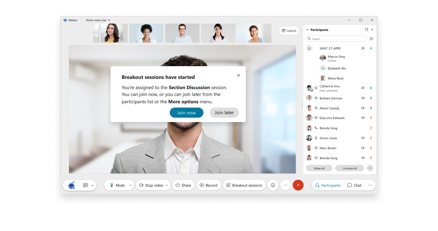 Webex Meetings | Change breakout session settings