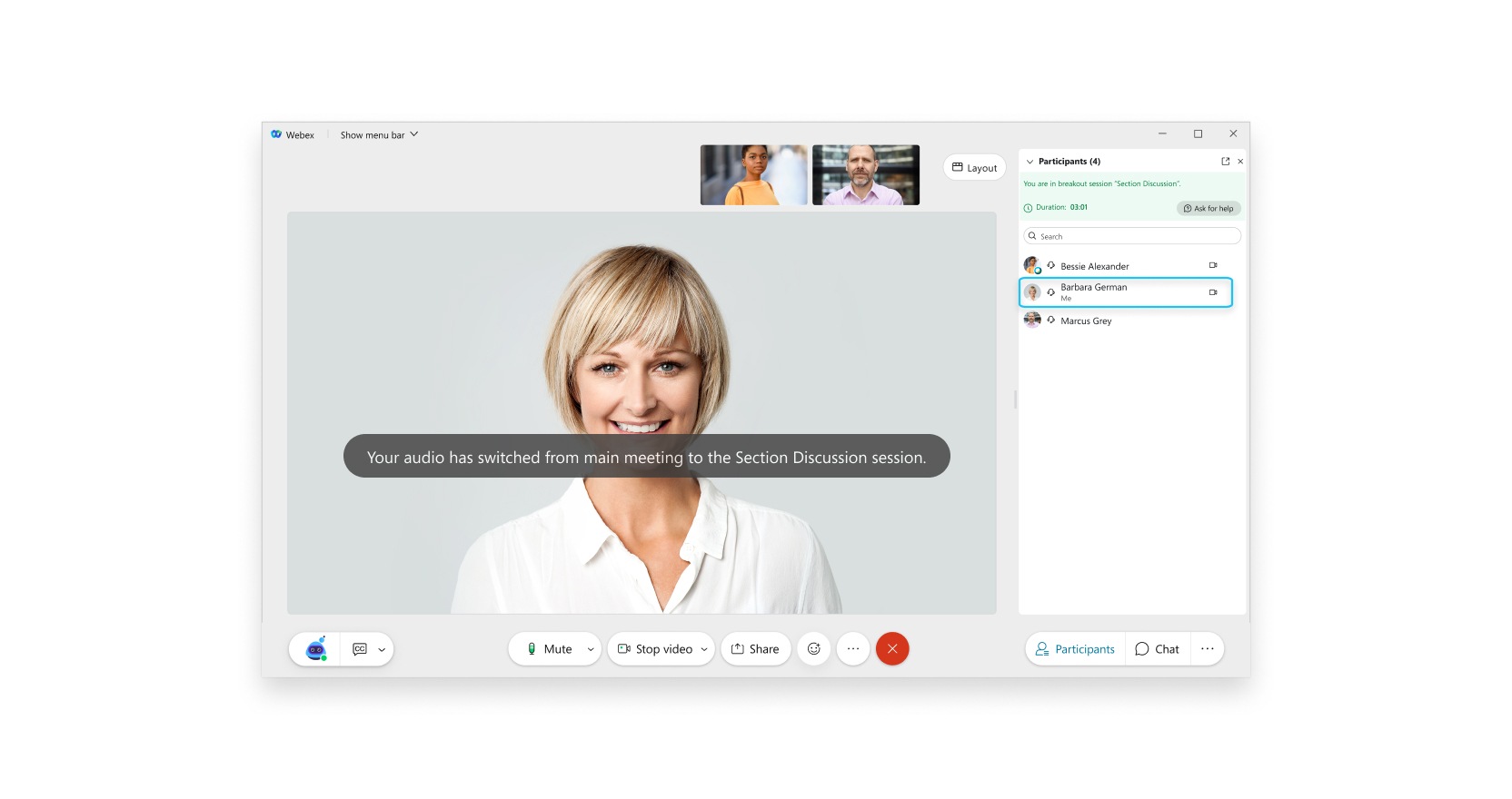 Webex Meetings | Join or leave a breakout session