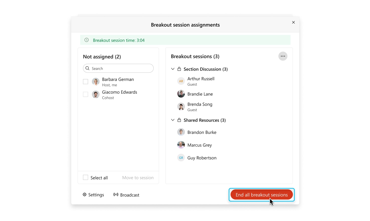 Webex Meetings | End All Breakout Sessions
