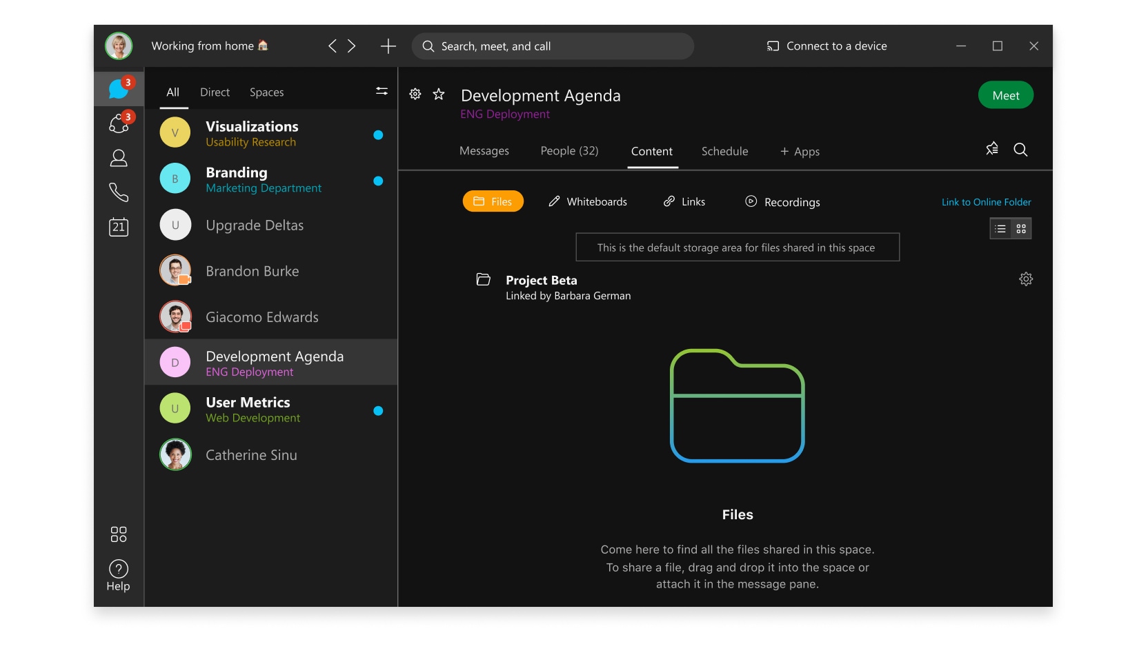 Webex App | View or edit files in a linked folder