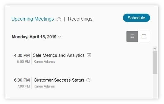 Schedule, start, and join Webex Meetings in Microsoft Teams