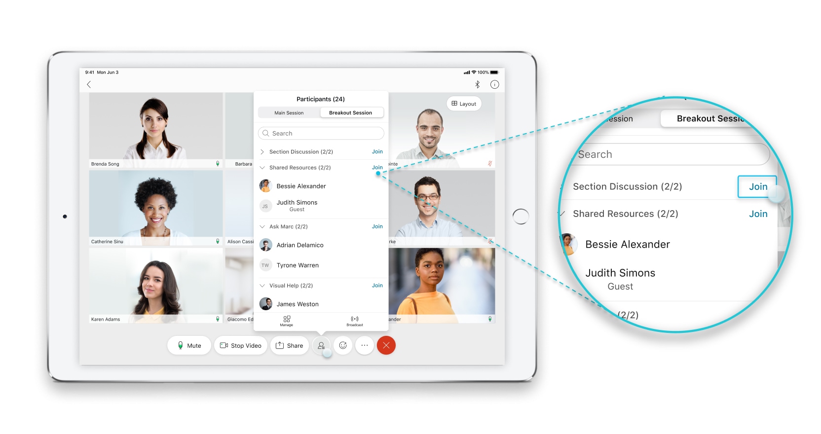 Webex Meetings | ブレイクアウト セッションに参加または退出する