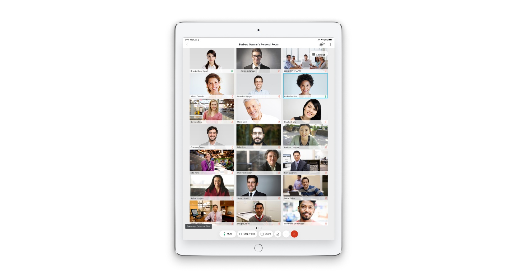 Grid view layouts for the Webex Meetings mobile app