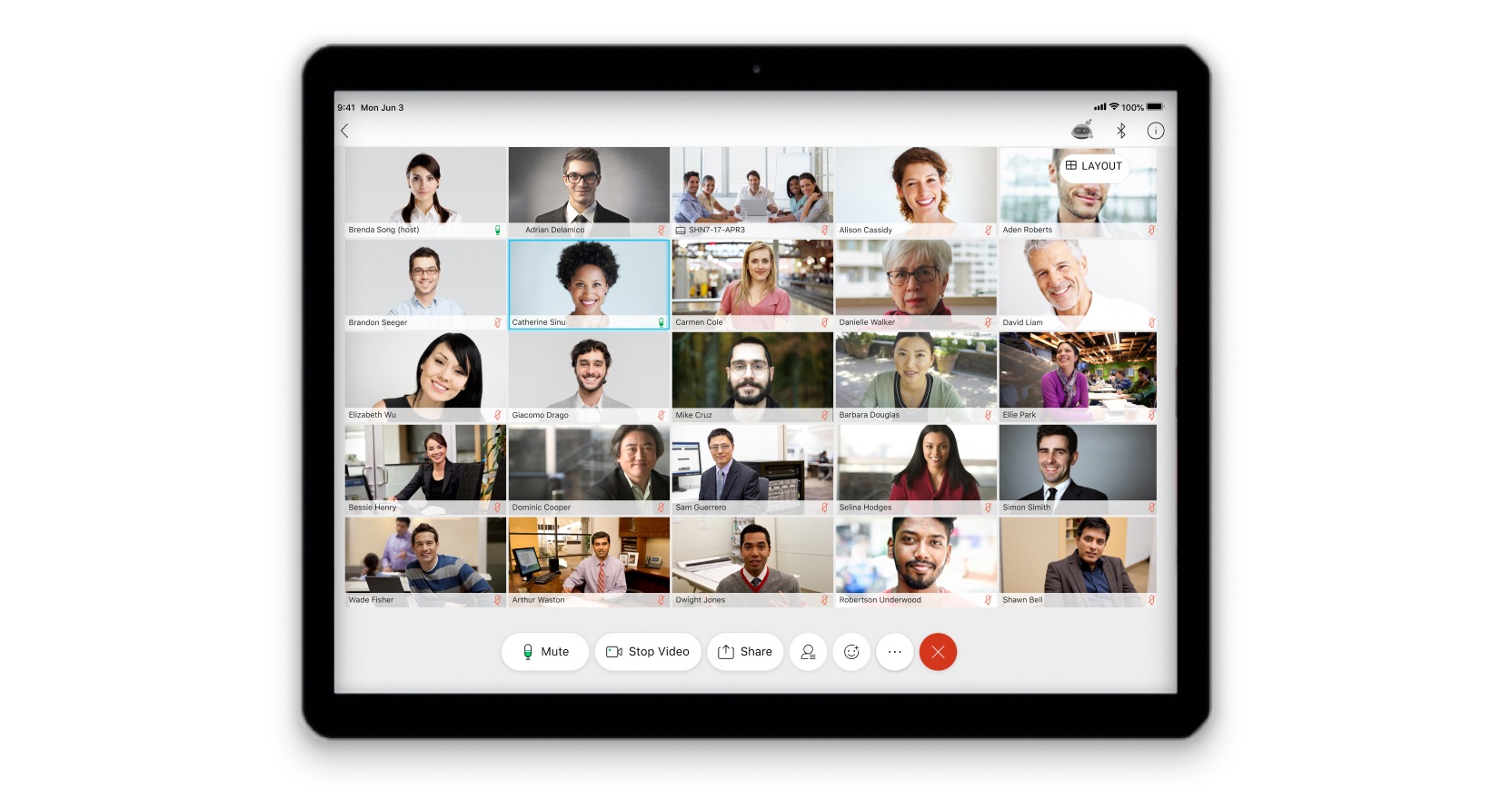 Grid view layouts for the Webex Meetings mobile app