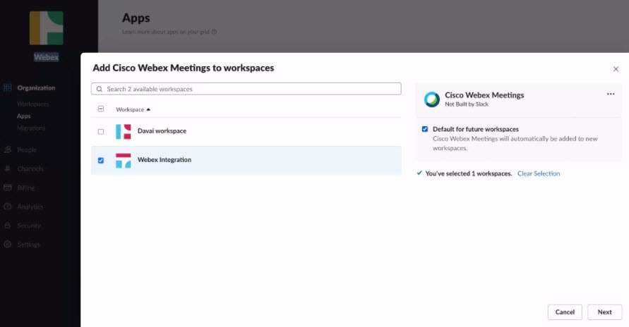List of features for Webex Meetings 40.11 to 41.2