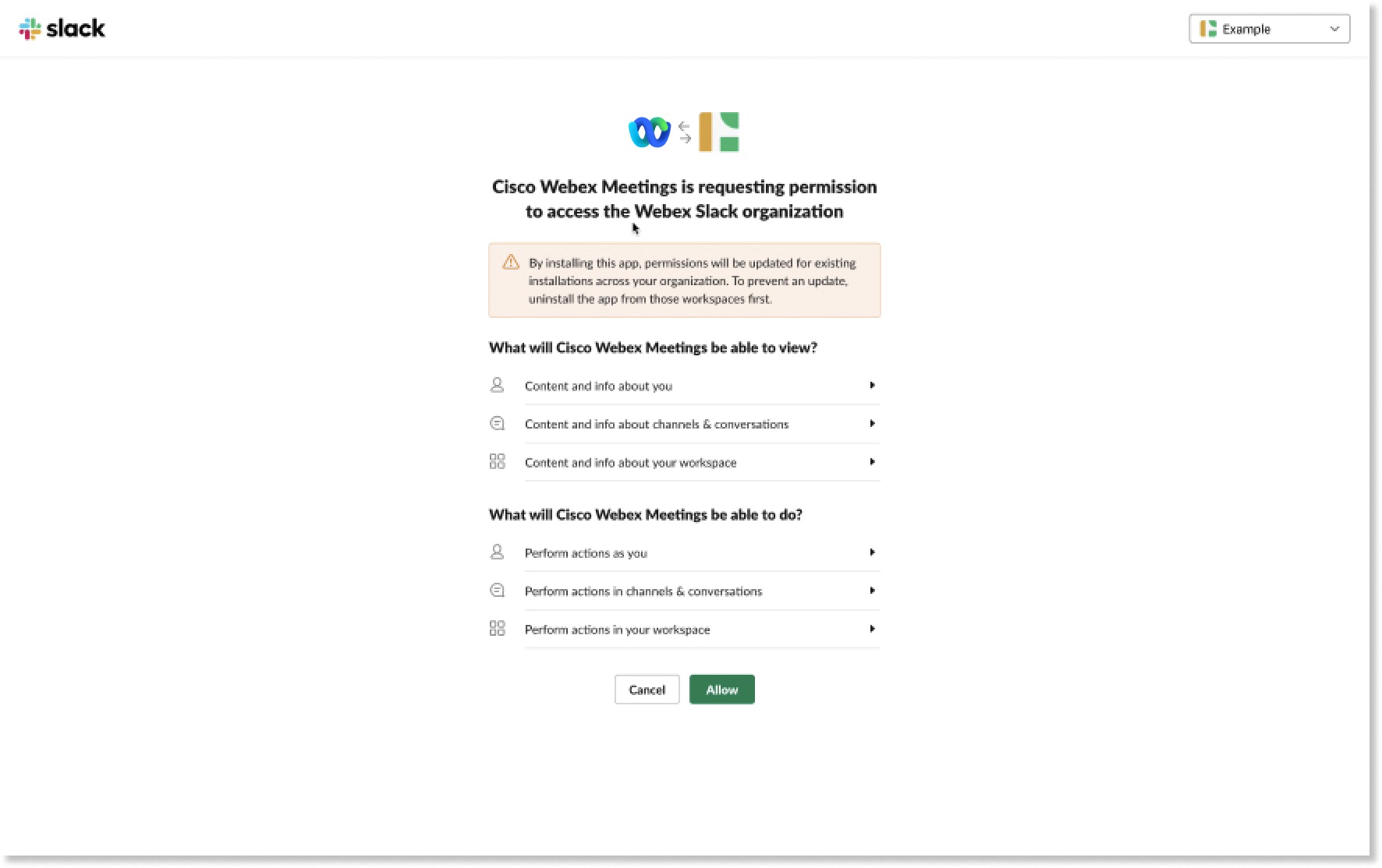 Install and Set Up Cisco Webex Meetings for Slack