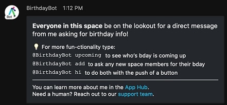 Team Collaboration - Webex | Birthday Bot
