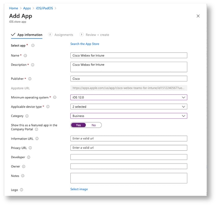Webex App | Installation with Microsoft Intune