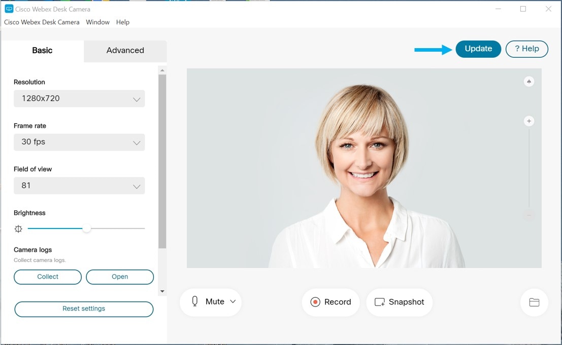 Update the Webex Desk Camera App (Version 2.2)